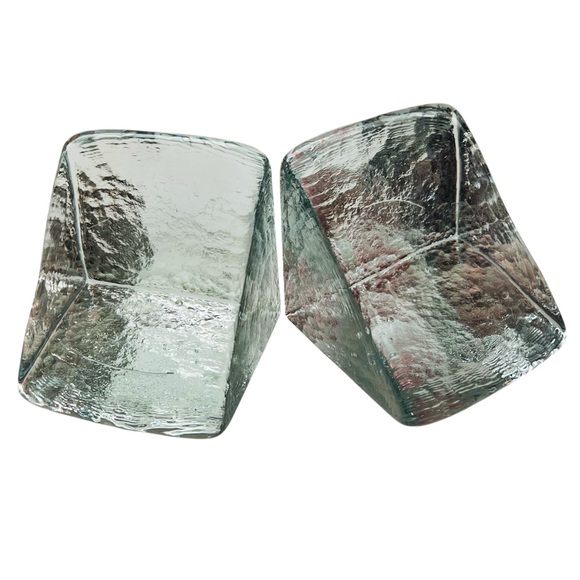BLENKO | Accents | Vintage Blenko Art Glass Ice Block Bookends Heavy ...